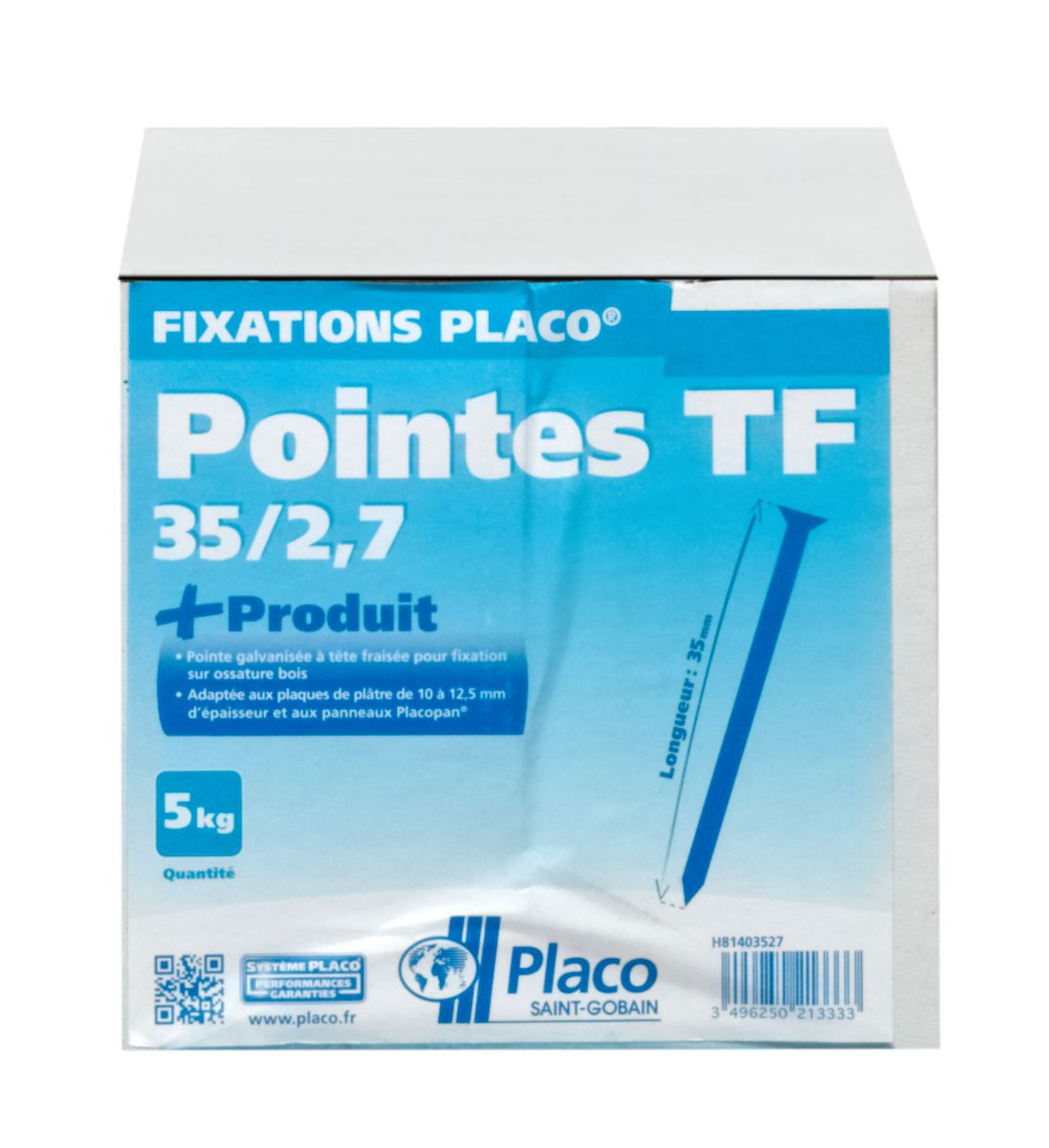 PLACO - Pointe TF 35 x 2,7 carton de 5 kg réf. H81403527 | Dispano