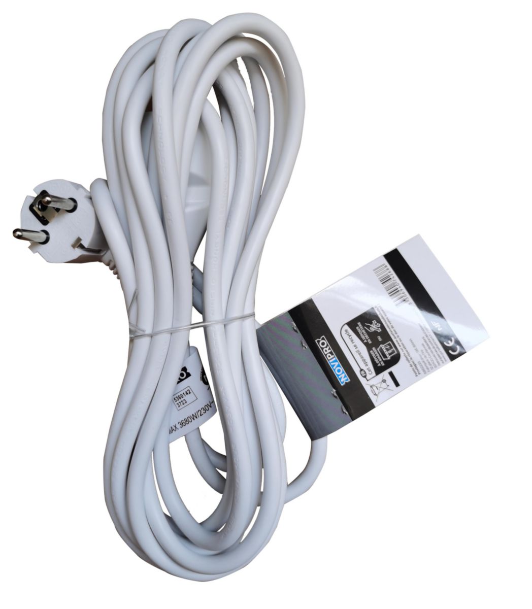 NOVIPRO - Prolongateur NOVIPRO HO5VVF Blanc 5 M Réf. NFL-001-5M | Dispano