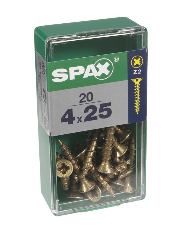 SPAX - Vis Pozidriv tête fraisée zinguée jaune 4x25 S boîte de 20 ...