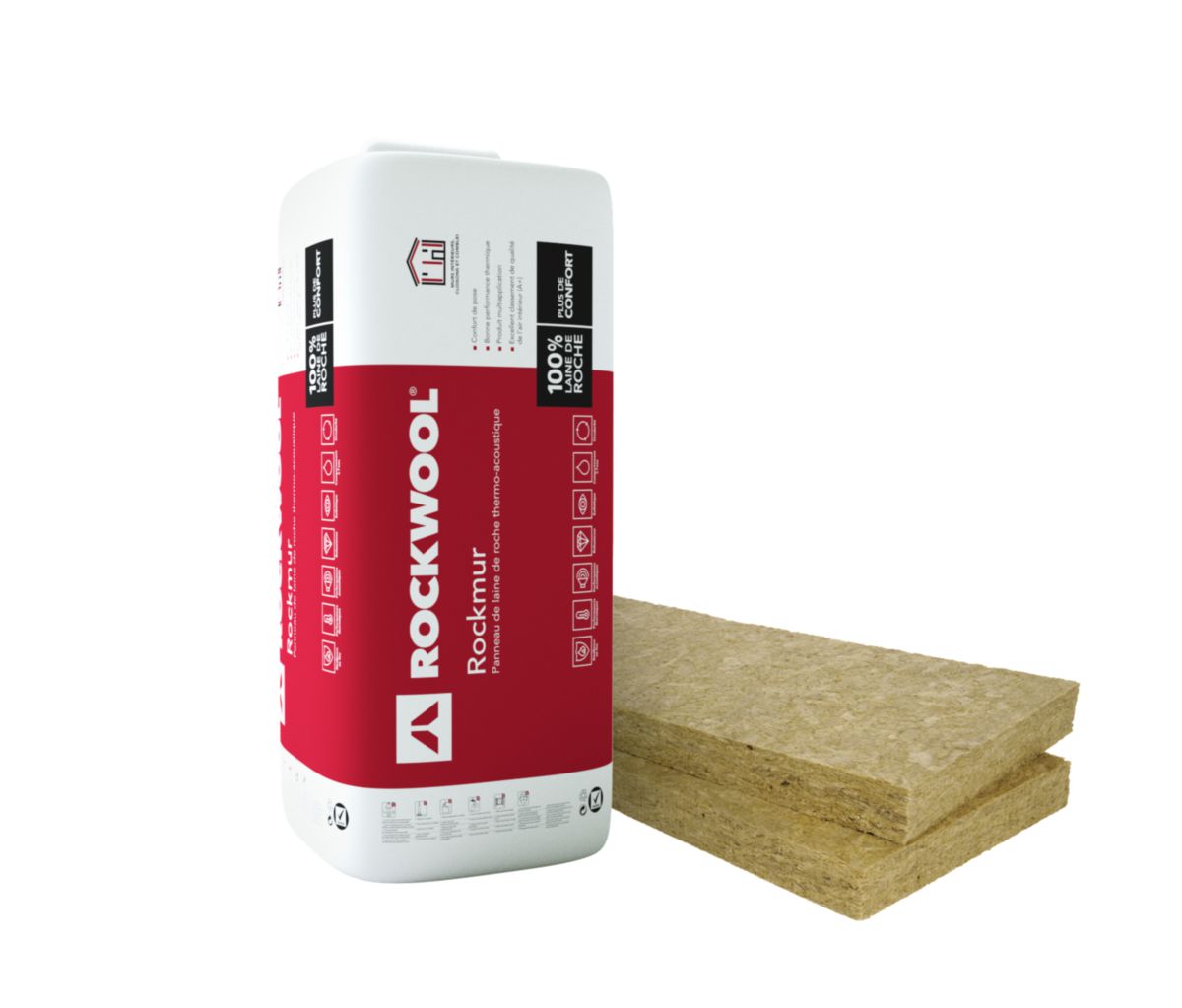 ROCKWOOL - Panneau laine de roche non revêtu pour mur Rockmur Nu - 1 ...