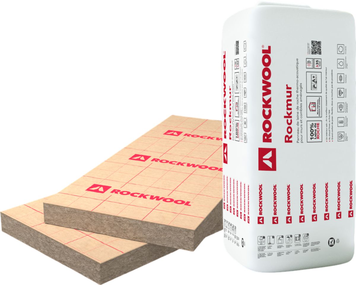 ROCKWOOL - Panneau de laine de roche nu Rockmur 40 mm - 1,35x0,6 m - R ...