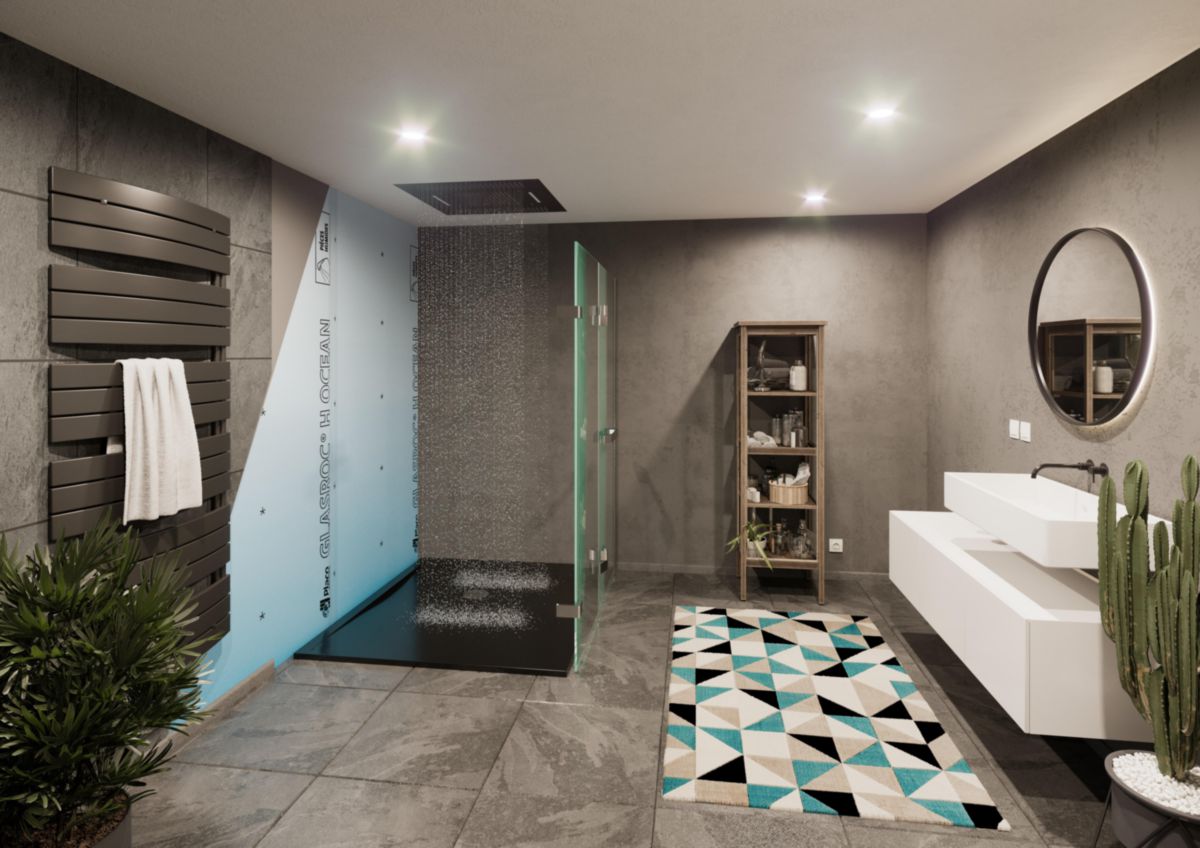 PLACO - Plaque de plâtre BA13 Glasroc Hydro Ocean 13 2600x1200mm | Dispano