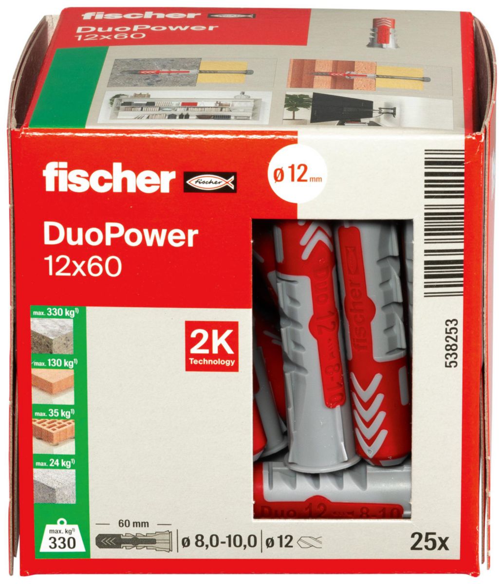 FISCHER - Cheville DUOPOWER 12x60 DIY-25/bte Réf. 538253 | Dispano