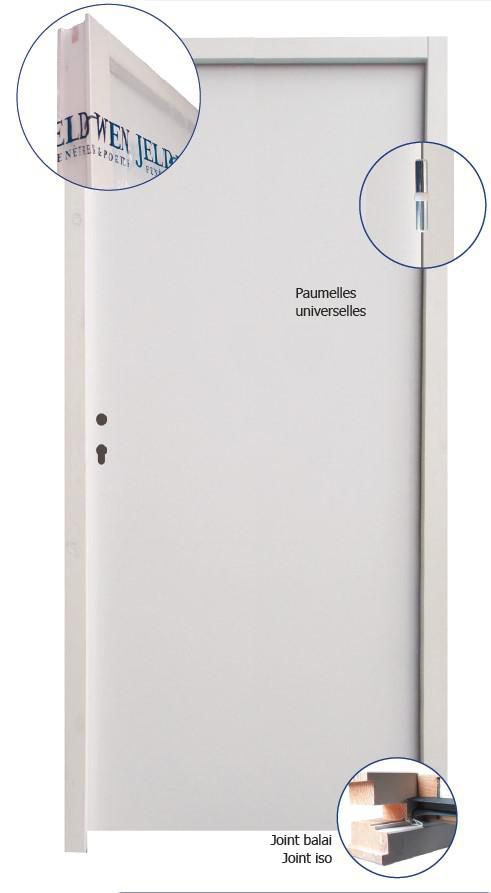 JELD-WEN - Bloc-porte EI30 ISO 30DBA prépeint huisserie 86x54 ferrage 4 ...